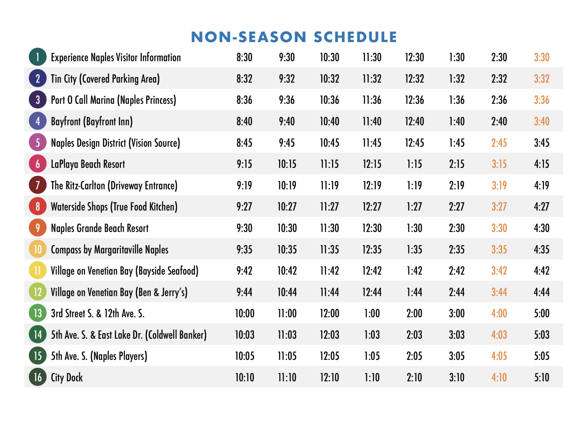 Map & Schedule | Naples Trolley Tours | Hop-On Hop-Off | Naples, FL